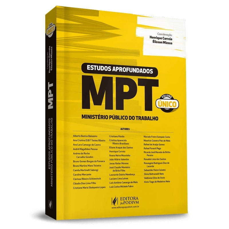 ESTUDOS APROFUNDADOS DO MPT - VOLUME UNICO - CAASP Shop